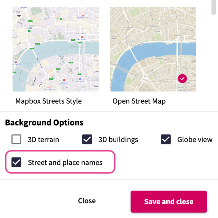 Hide street names and place labels - Iventis